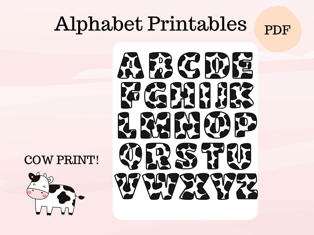 Moo-tiful Cow Alphabet Printable Fun Learning Resource for Kids - Etsy