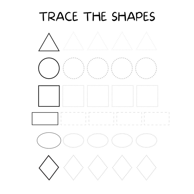 Tracing Shapes, Learning Shapes, Trace Shapes, Tracing Page, Teaching ...