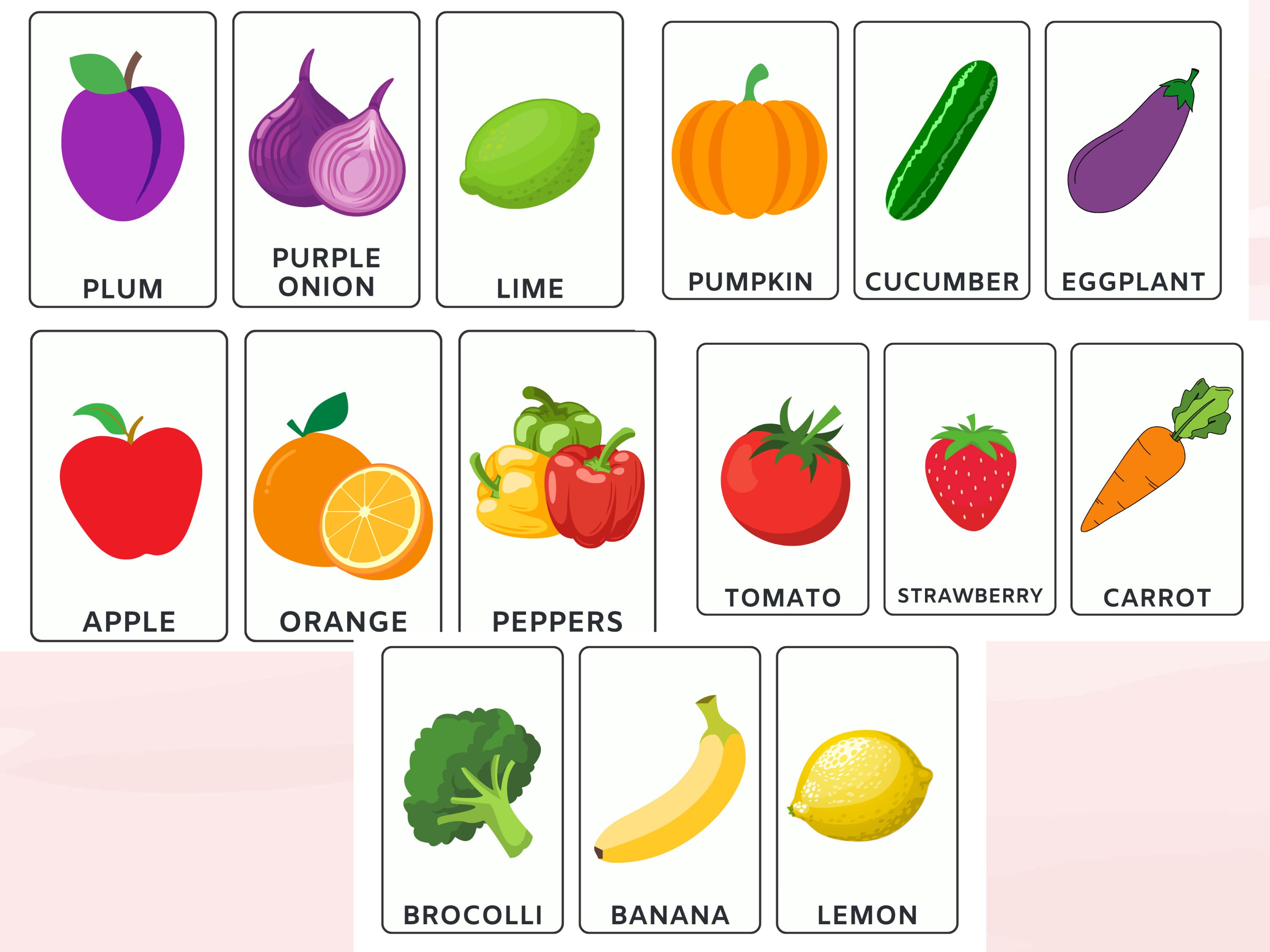 Charming Farmers Market Matching Cards Educational Fun for Kids ...