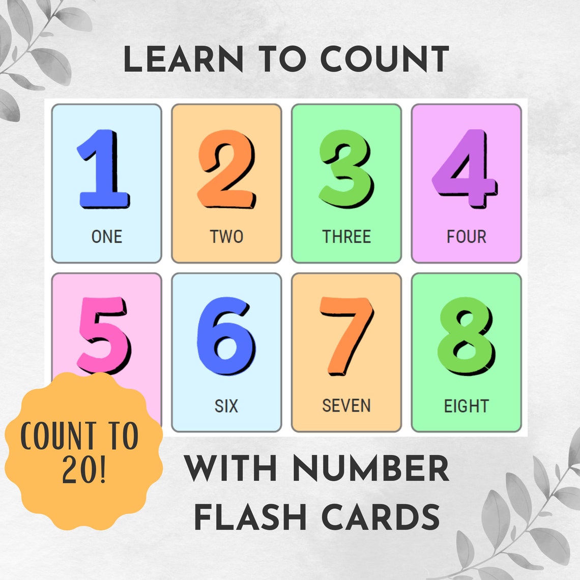 Count to 20! Number Flash Cards - Small Flash Cards. Learn Numbers ...