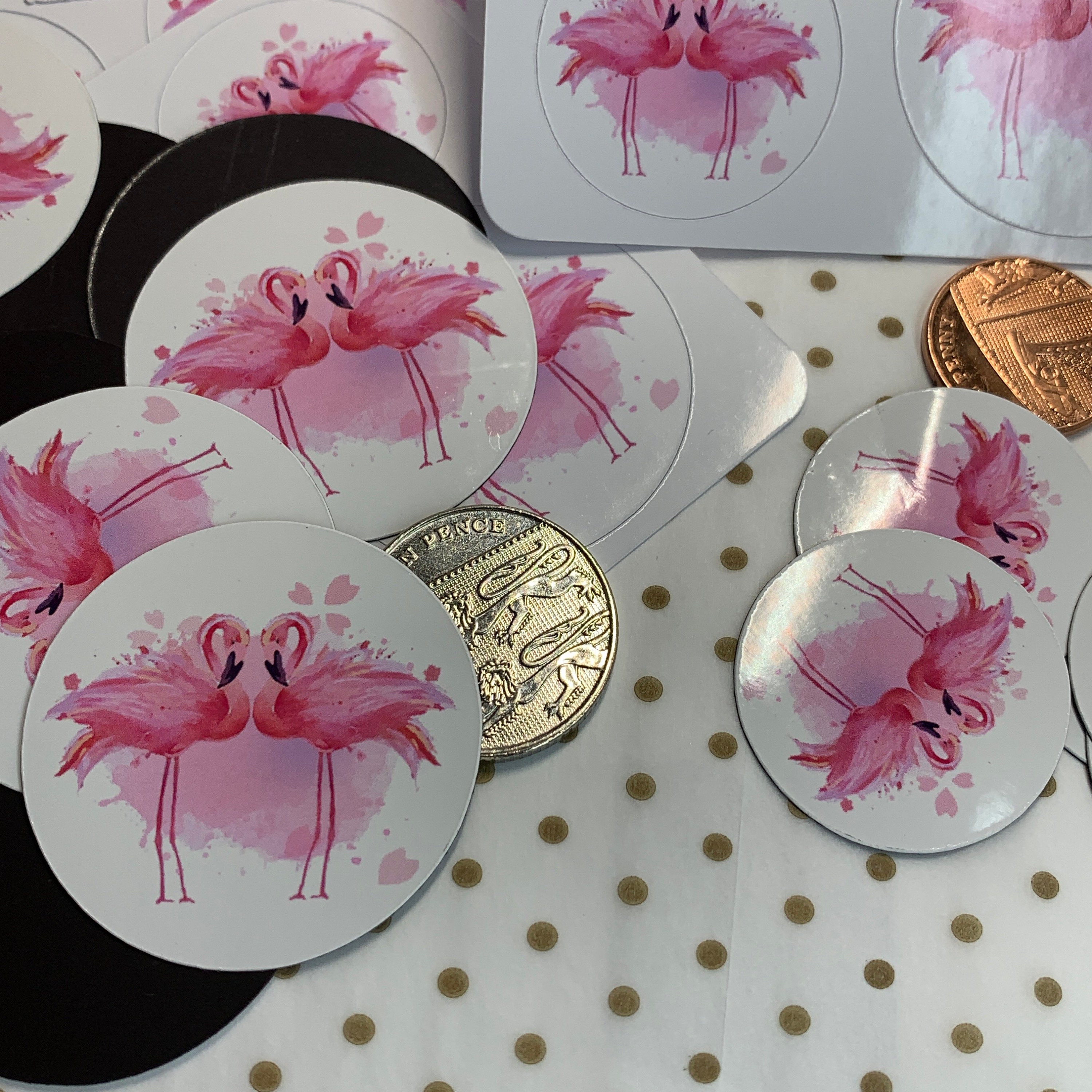 Two Pink Flamingo Stickers in 4pcs Cute Different Sizes.. Flamingo and ...