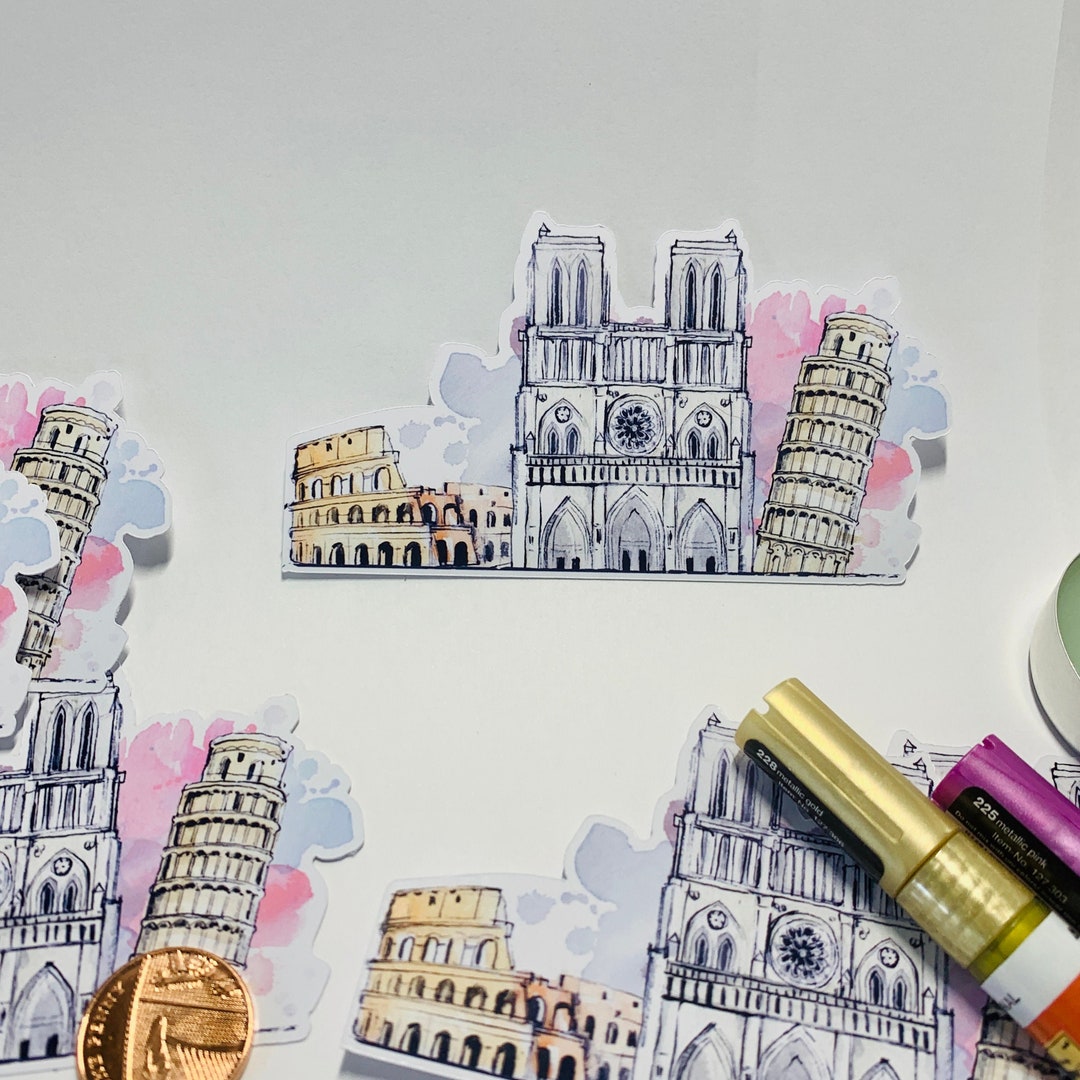 Italy Stickers or Magnet Pisa Tower Colosseum and Cathedral - Etsy