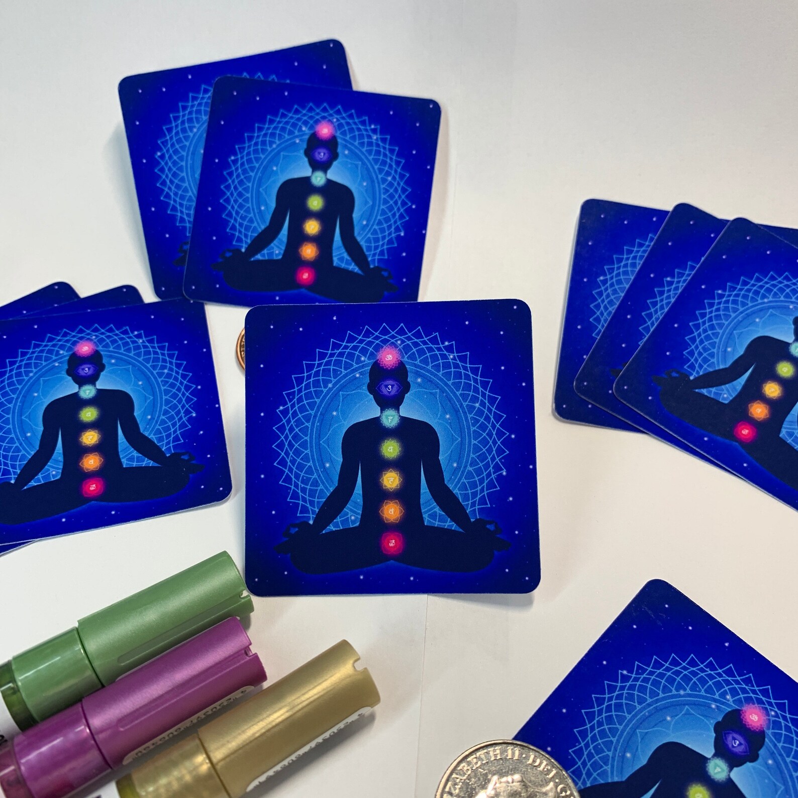 Seven Chakra Symbols and Healing Sticker or Magnet, Meditation and Yoga ...