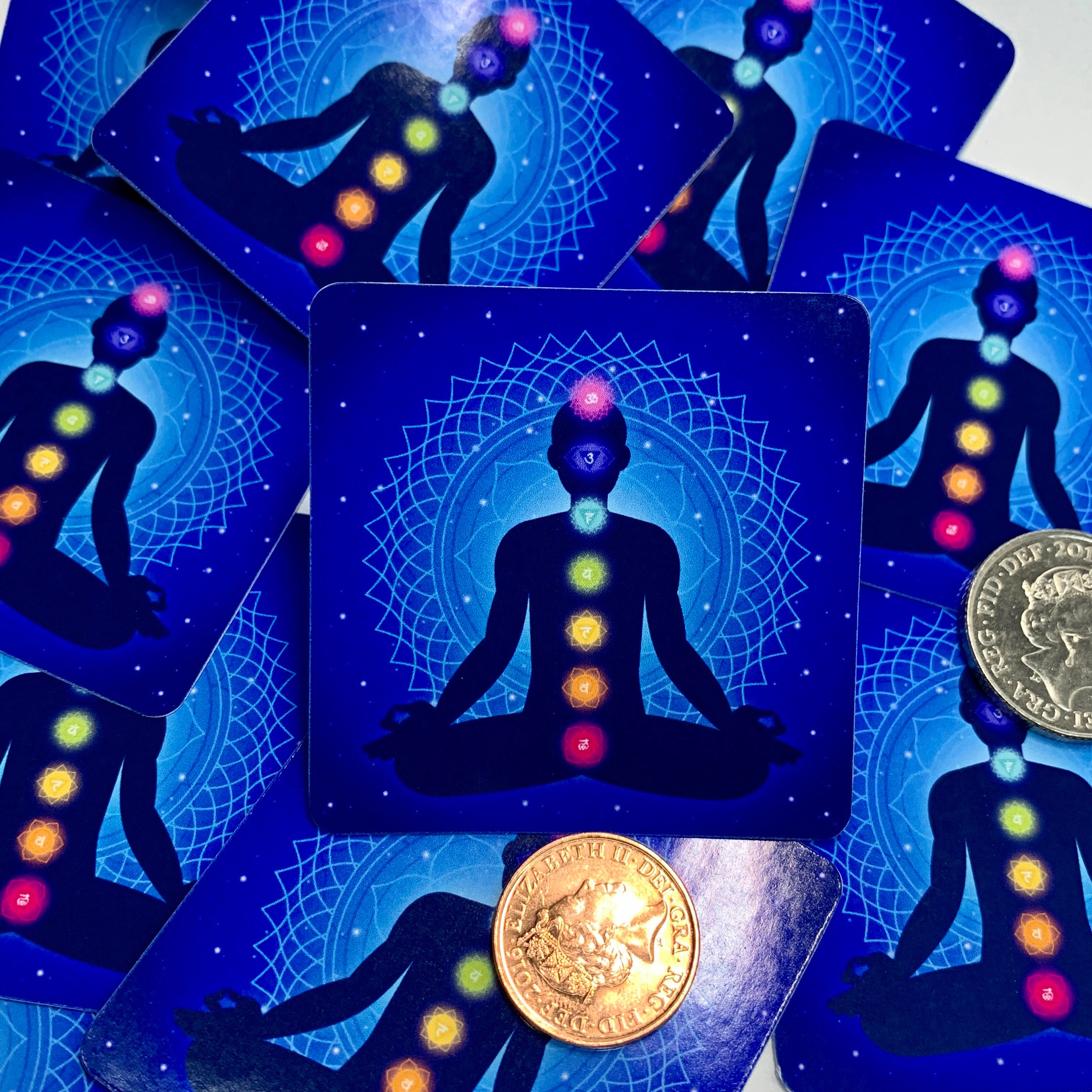 Seven Chakra Symbols and Healing Sticker or Magnet, Meditation and Yoga ...