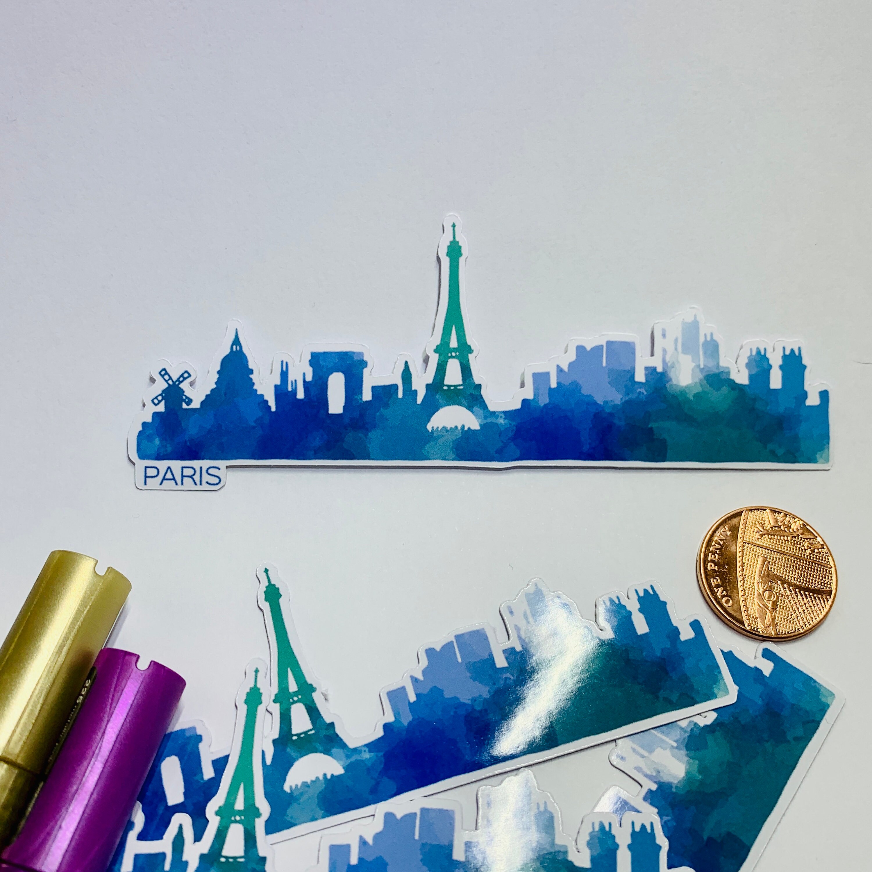 Paris Stickers or Magnet, Watercolor Cute City, Eiffel Tower, Arc De ...
