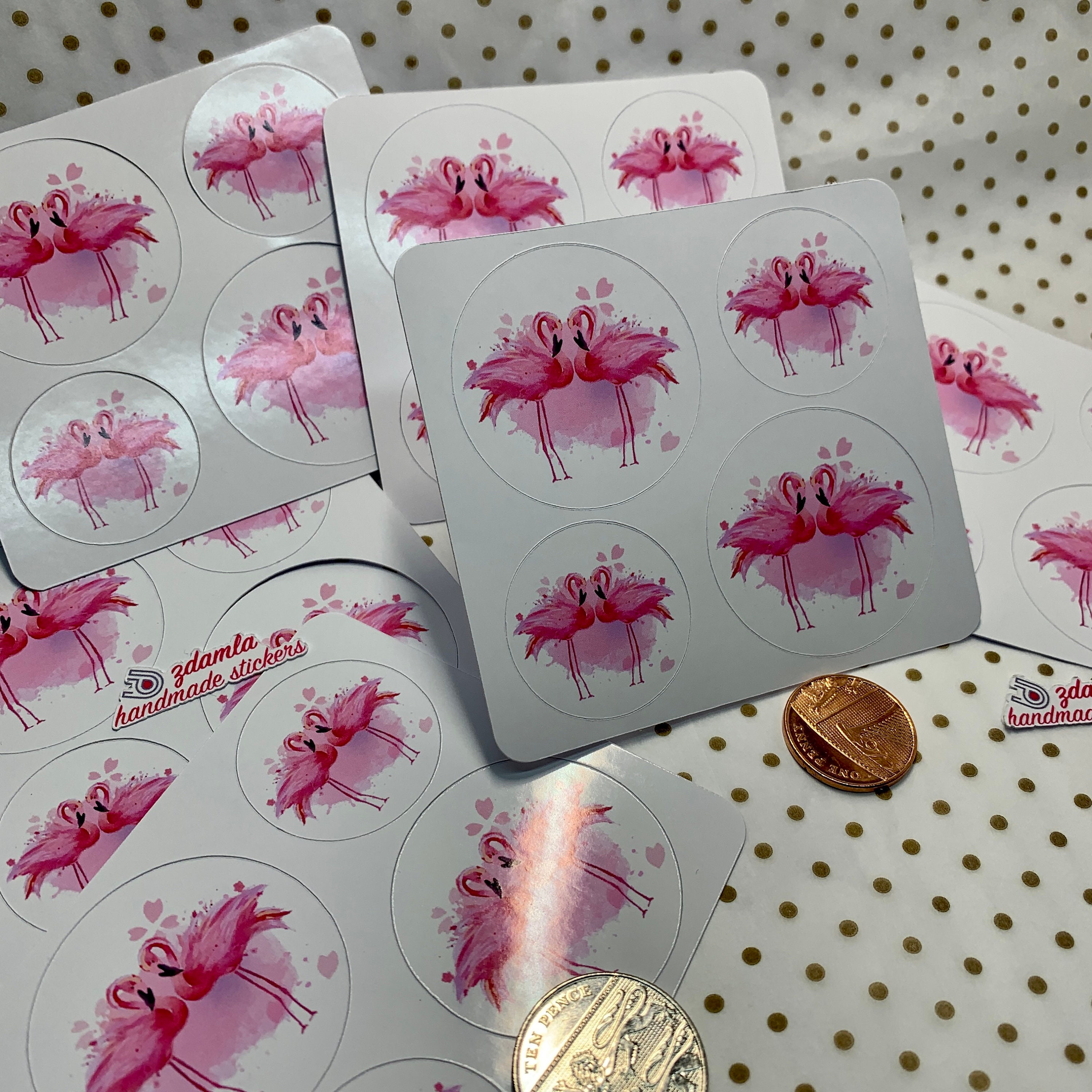 Two Pink Flamingo Stickers in 4pcs Cute Different Sizes.. Flamingo and ...