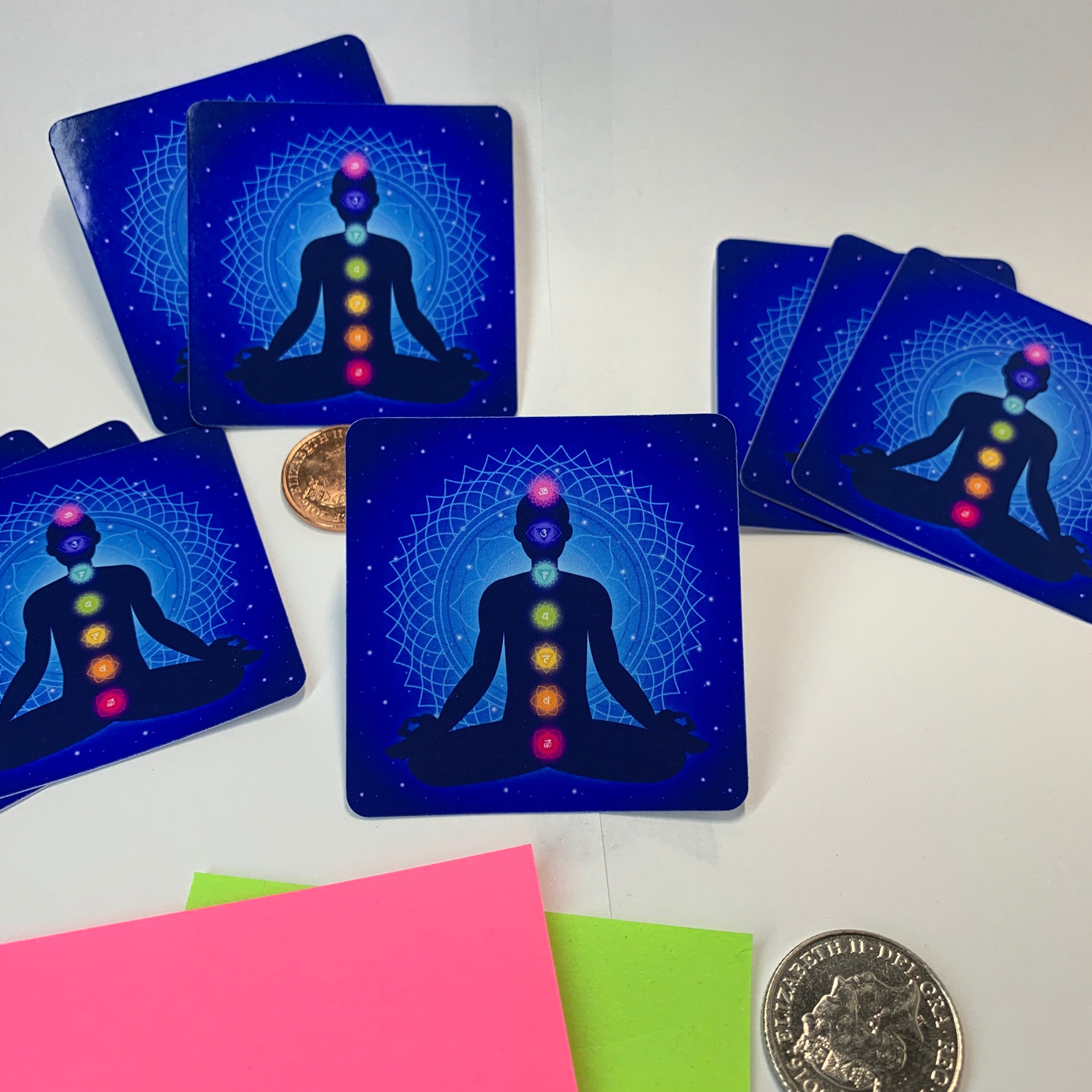Seven Chakra Symbols and Healing Sticker or Magnet, Meditation and Yoga ...
