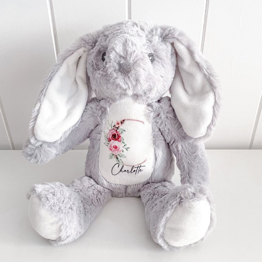 Personalised Bunny Plush, Easter Bunny, Your Name Teddy, Flower Girl ...