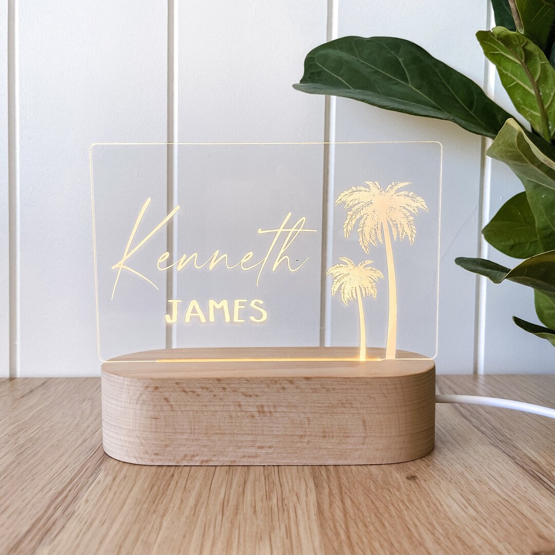 Palm Trees Personalised Night Light | New Baby Night Light | Nursery ...