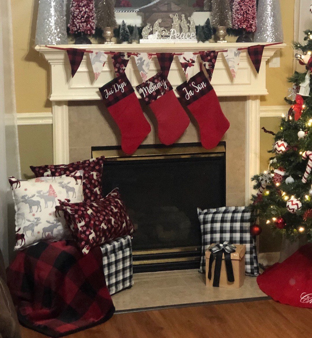 Custom Made Pillow Cases, Stockings and Fireplace Garland - Etsy