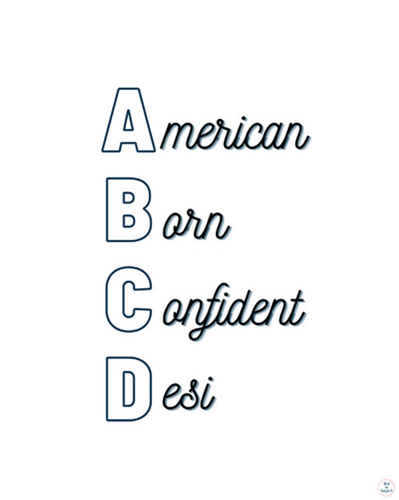 Abcd-american Desi Quote Poster - Indian Art Digital Print Illustration ...
