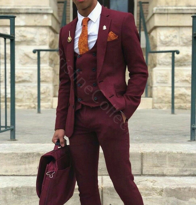 Mens Burgundy Suits Slim Fit Suits Elegant Suits Christmas | Etsy