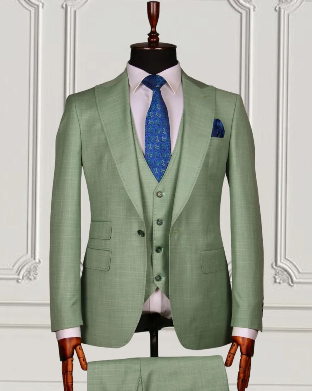 Men's Mint Green Slim Fit Three Piece Suit - Wedding, Party - Etsy