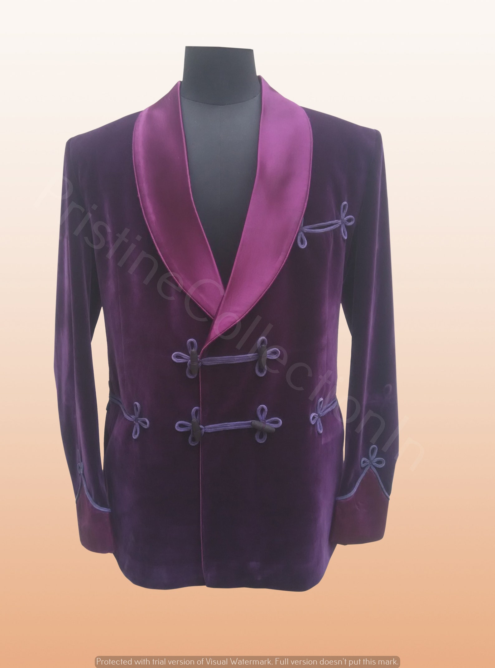 Mens Purple Smoking Jackets Double Breasted Frog Button Coat | Etsy