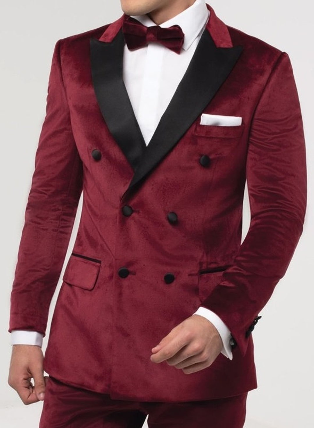 Men's Double Breasted Jacket Party Wear Jacket Coat Burgundy Velvet ...