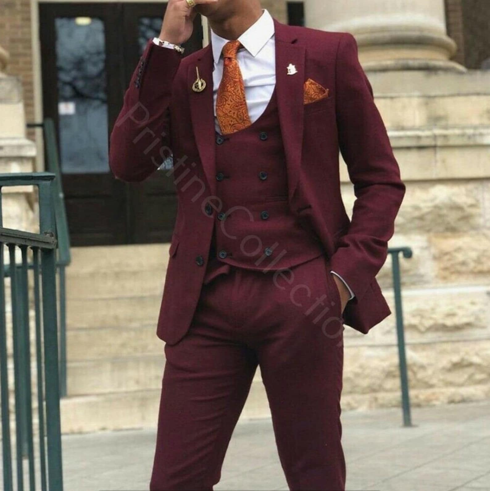 Mens Burgundy Suits Slim Fit Suits Elegant Suits Christmas | Etsy