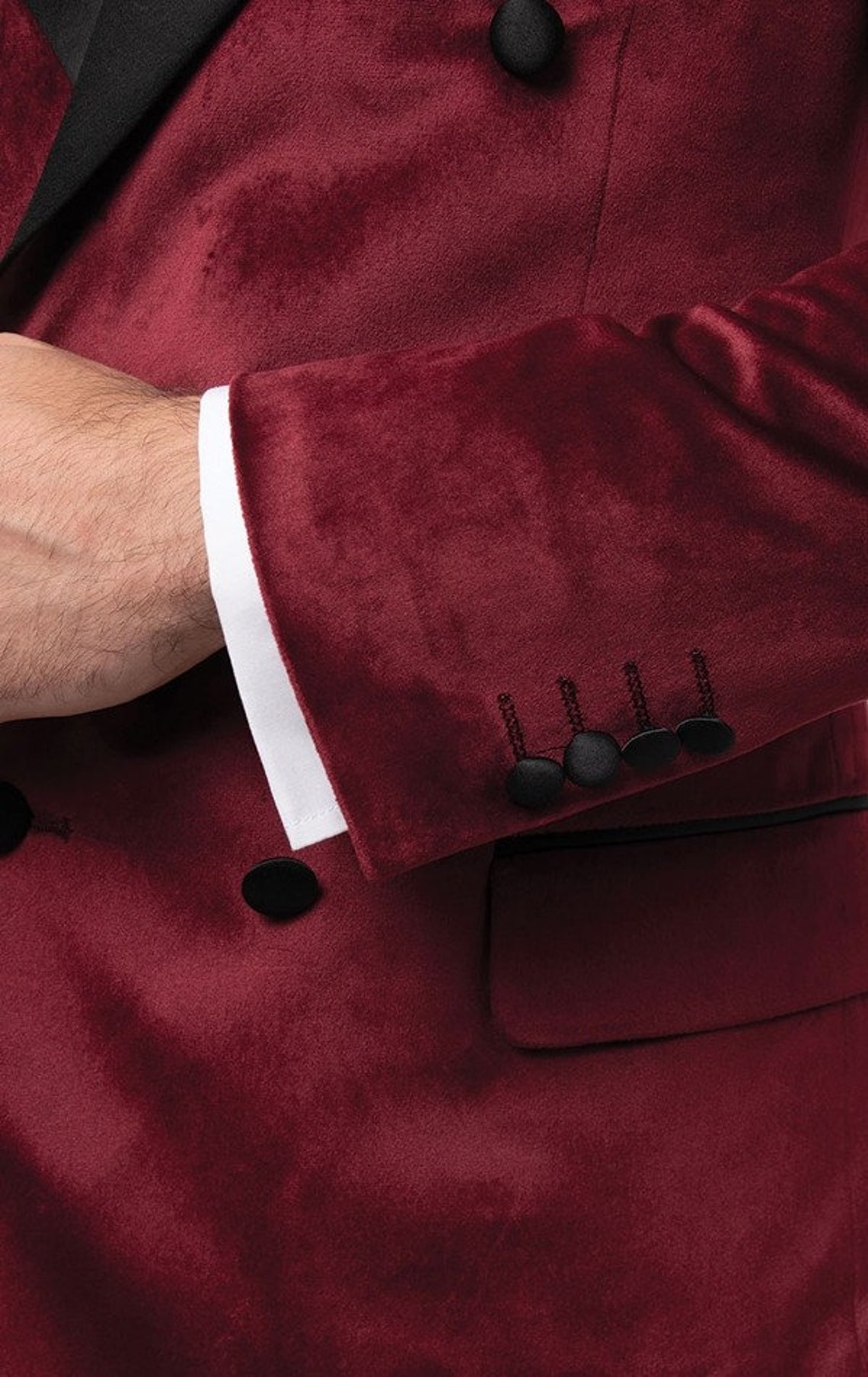 Men's Double Breasted Jacket Party Wear Jacket Coat Burgundy Velvet ...