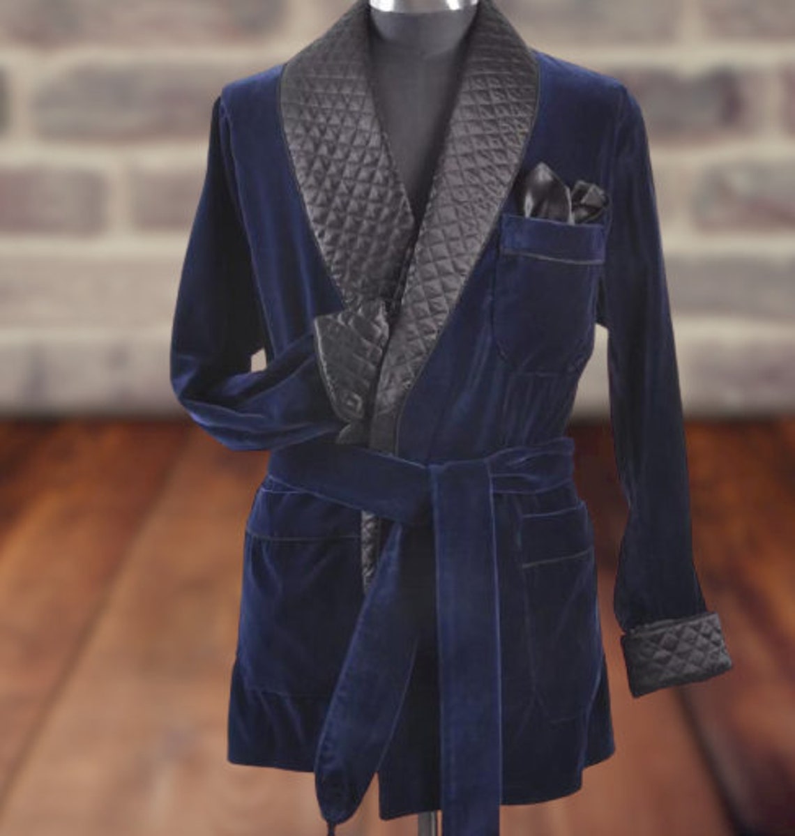 Mens Quilted Jackets Luxury Blue Velvet Robes Men Bilberry - Etsy