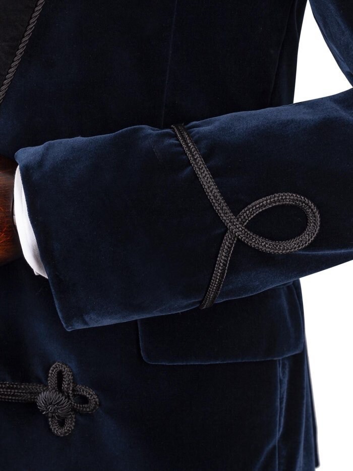 Mens Navy Blue Velvet Smoking Jacket, Double Breasted Evening Coat - Etsy