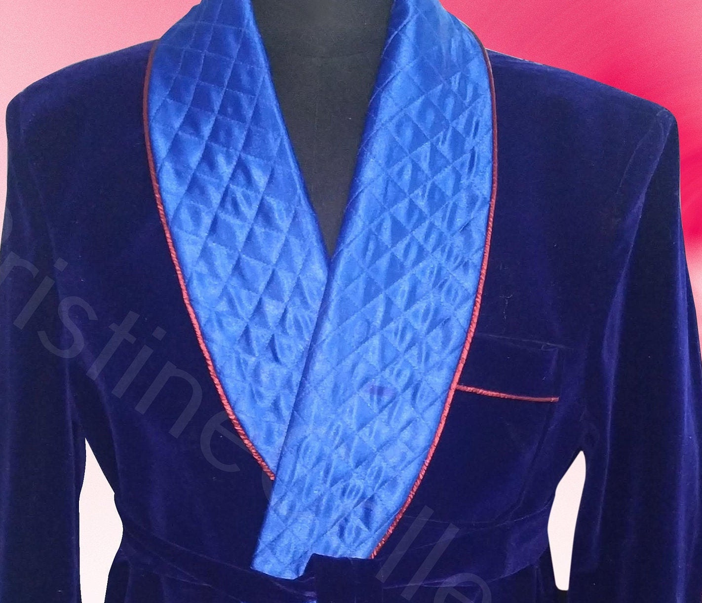 Quilted Robes Smoking Jackets Mens Blue Smoking Jackets - Etsy