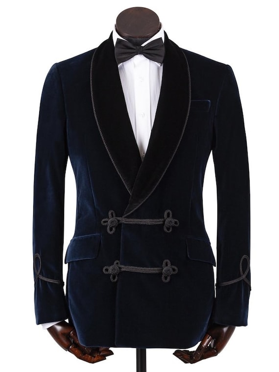 Mens Smoking Jacket Navy Blue Velvet Smoking Coats Evening - Etsy