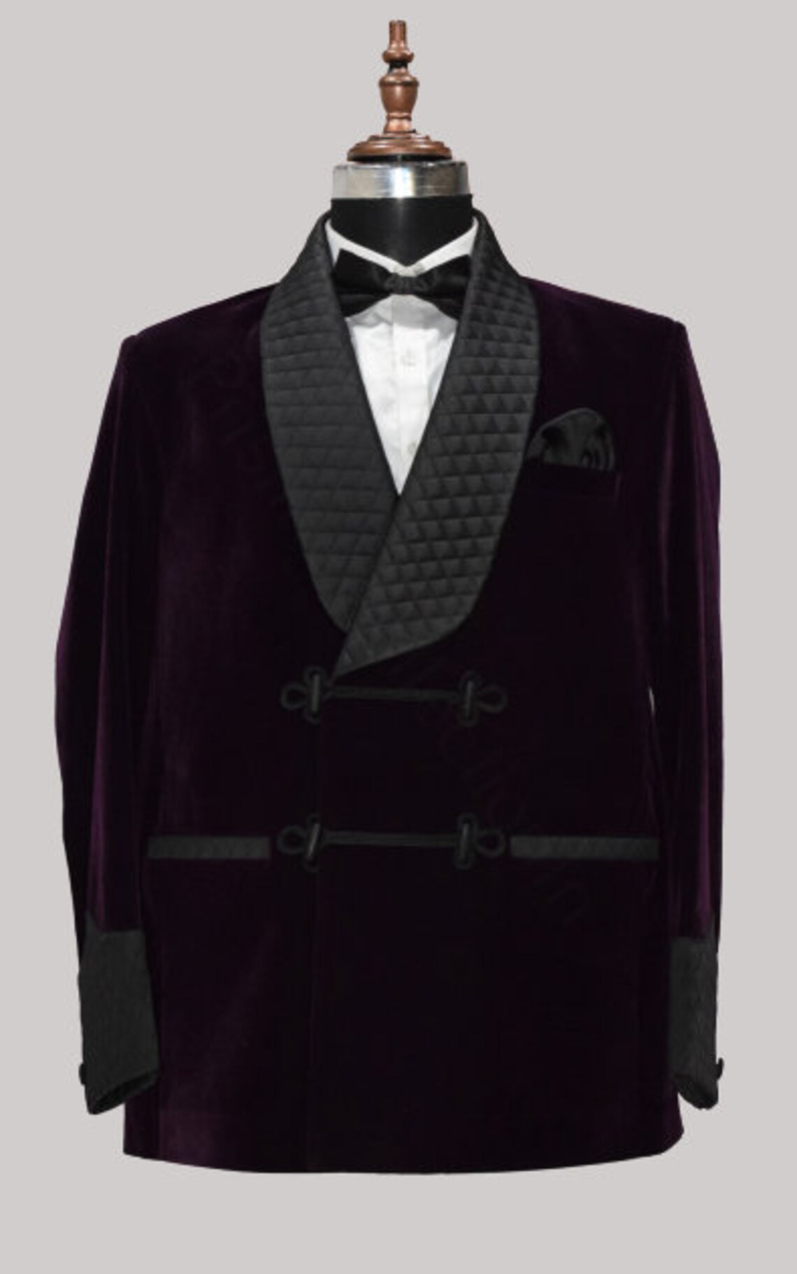 Mens Purple Quilted Velvet Smoking Jacket, Double Breasted Blazer - Etsy