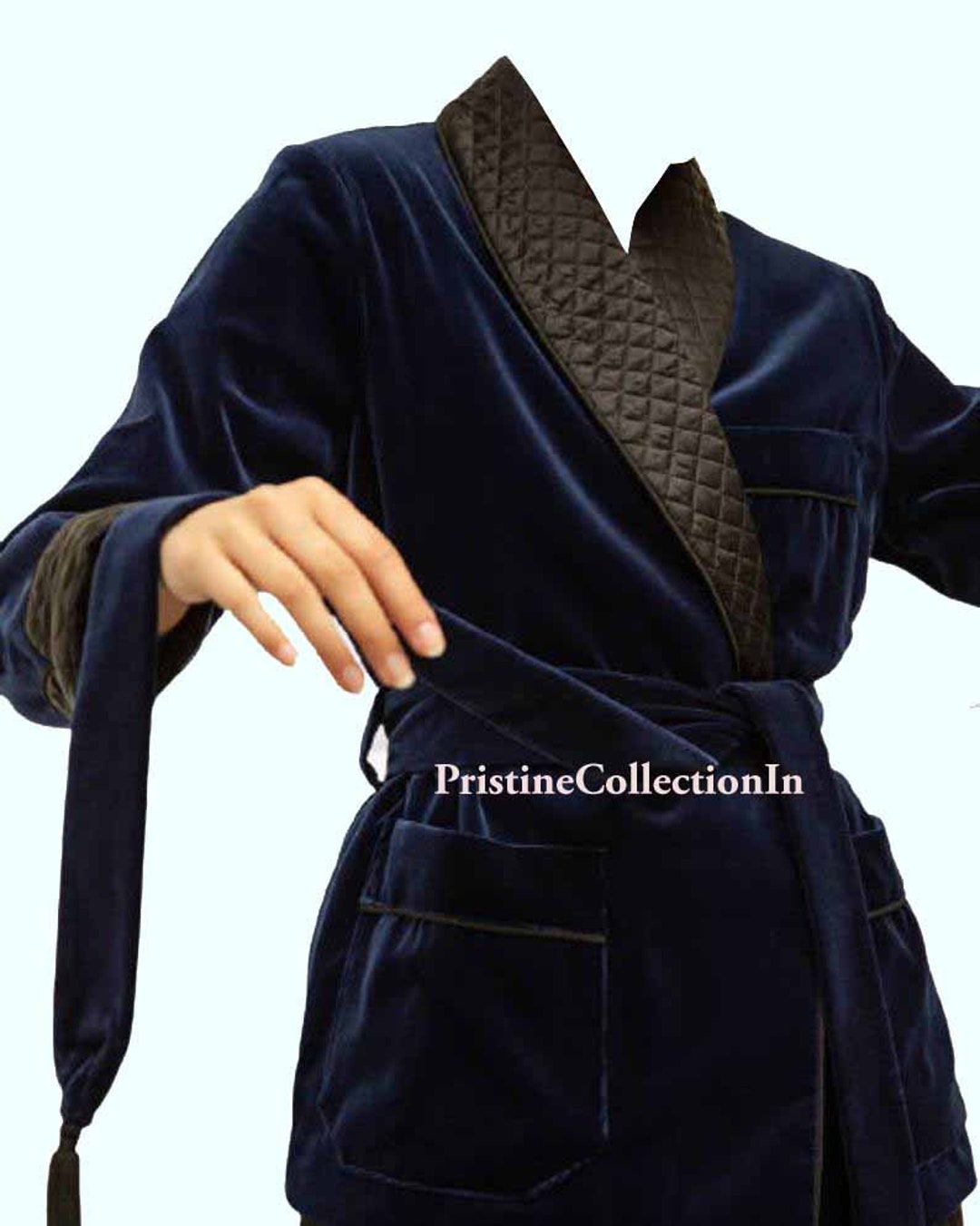 Women's Blue Smoking Jackets, Dinner Party Wear Jackets, Quilted Robes ...