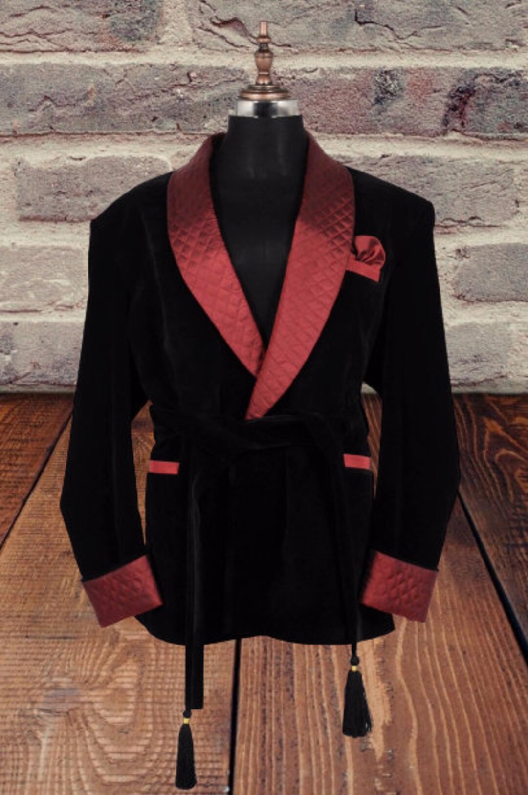 Mens Luxury Vintage Black Smoking Jackets 1990's Quilted Coat Halloween ...