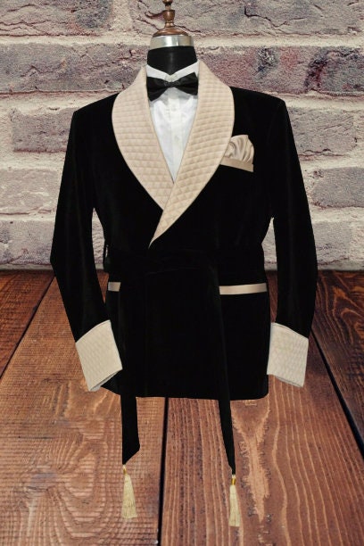 Men Smoking Jacket Black Velvet Smoking Jackets Quilted Silk - Etsy