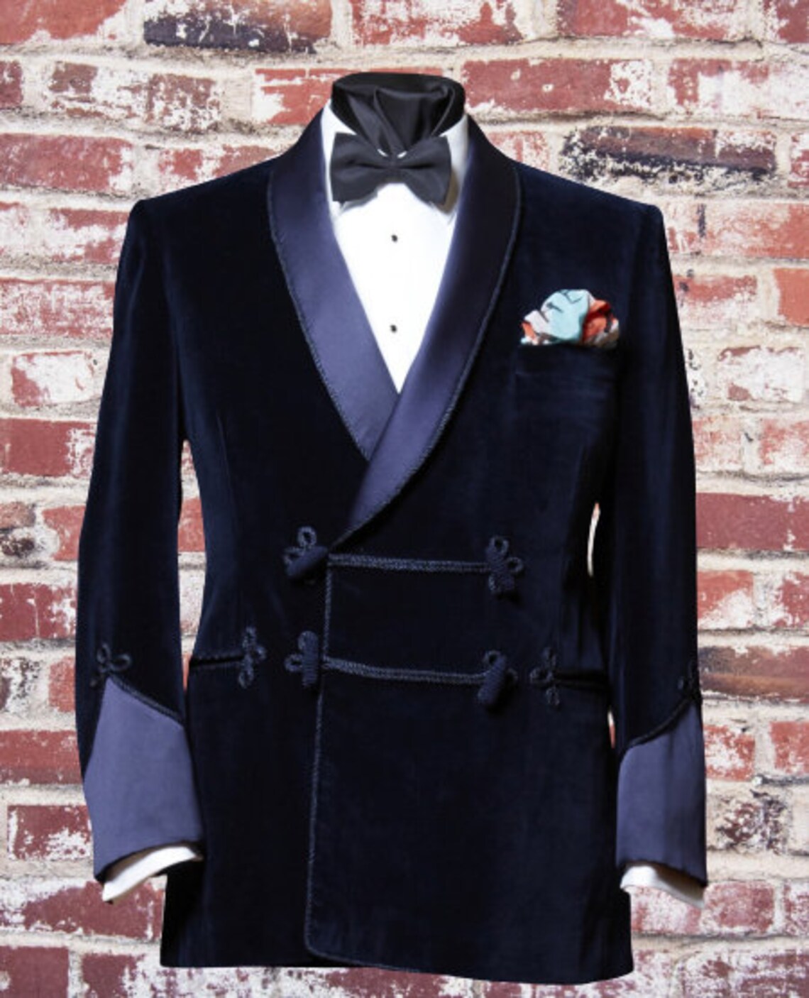 Men's Navy Blue Velvet Double Breasted Smoking Jacket, Shawl Lapel - Etsy