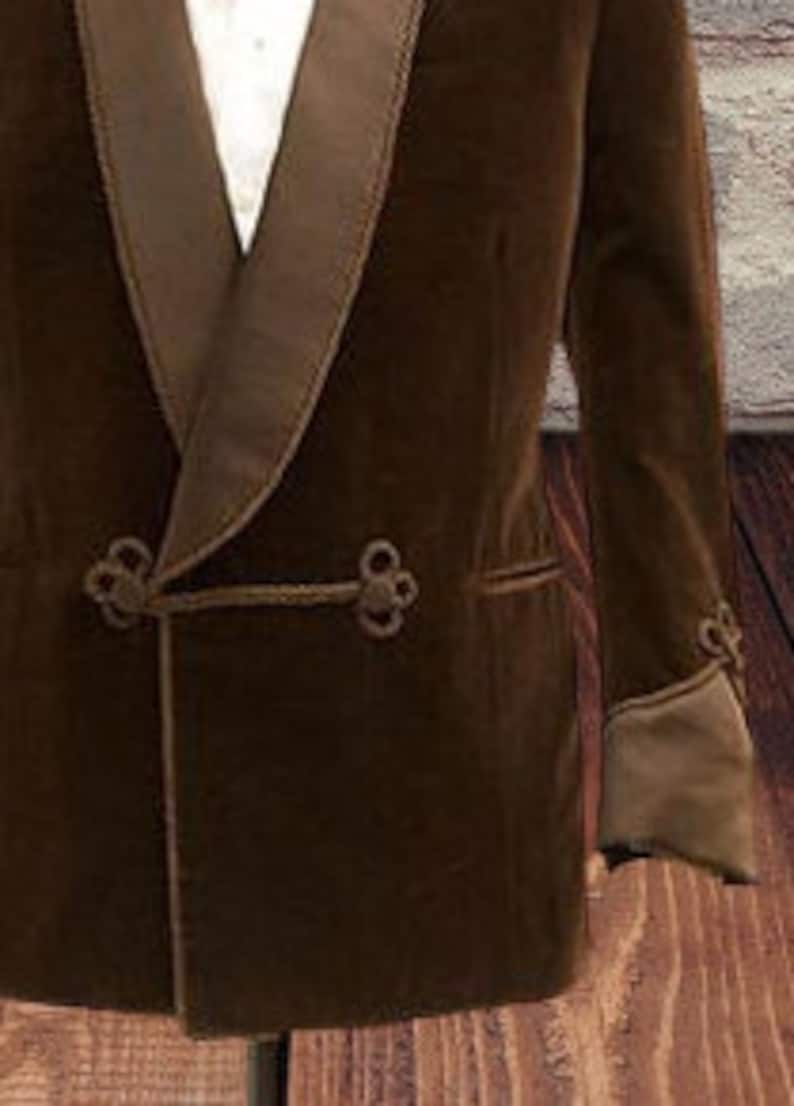 Mens Brown Smoking Jacket Shawl Lapel Coat Jackets Christmas | Etsy