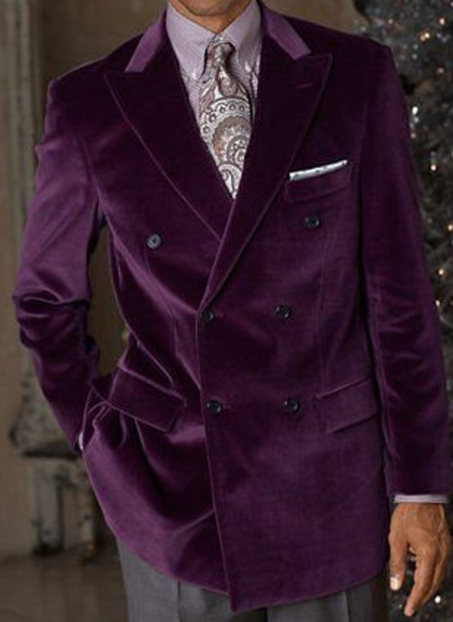 Men's Purple Double Breasted Jacket Coats Purple Velvet - Etsy