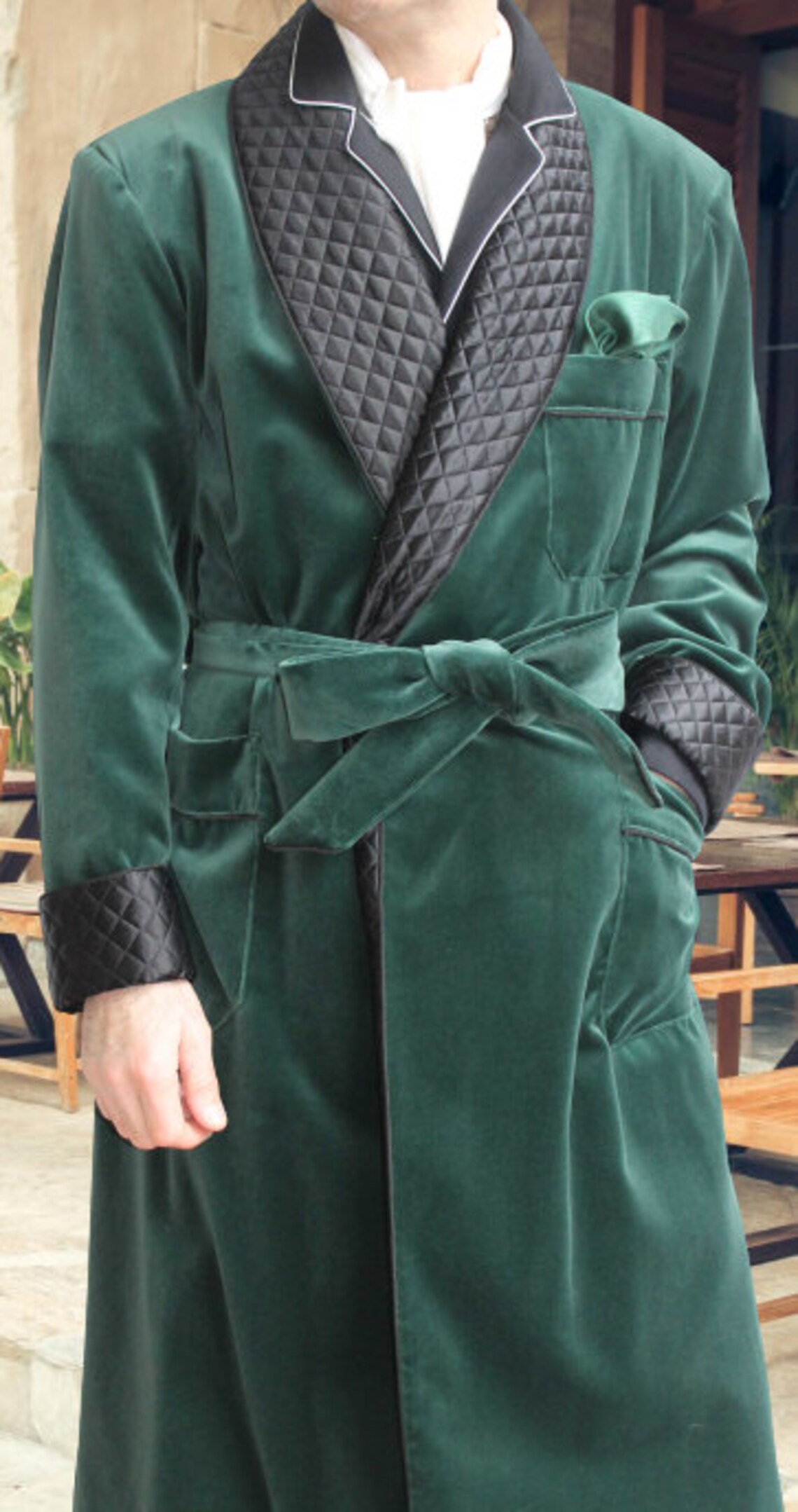 Mens Long Robes Green Smoking Jacket Evening Wear Black Satin | Etsy