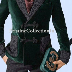 Green Smoking Jackets Mens Christmas Dinner Party Wear Green Velvet ...
