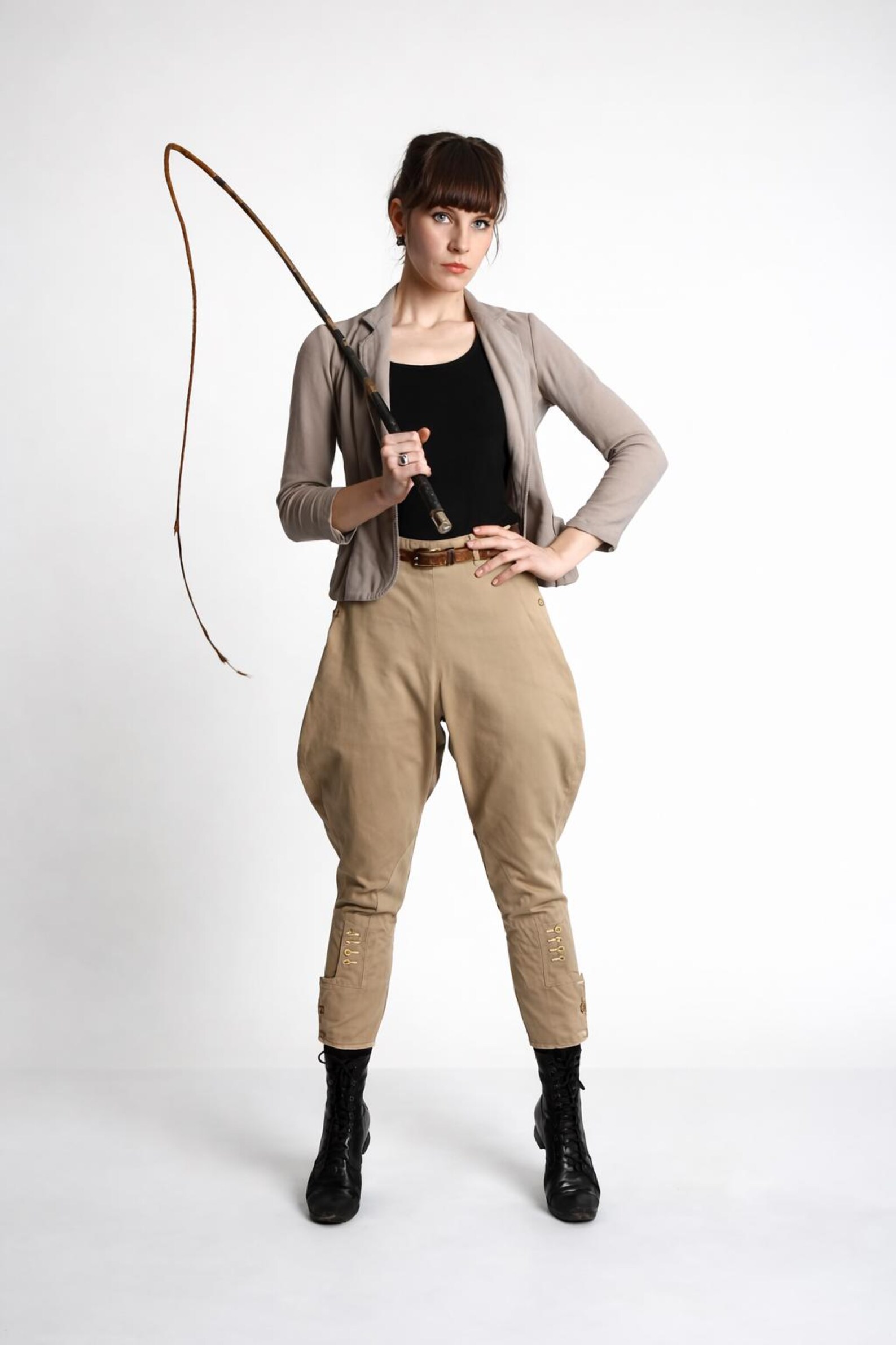 Vintage Steampunk Jodhpurs – 1930s Beige Cotton Riding Women’s Calf ...