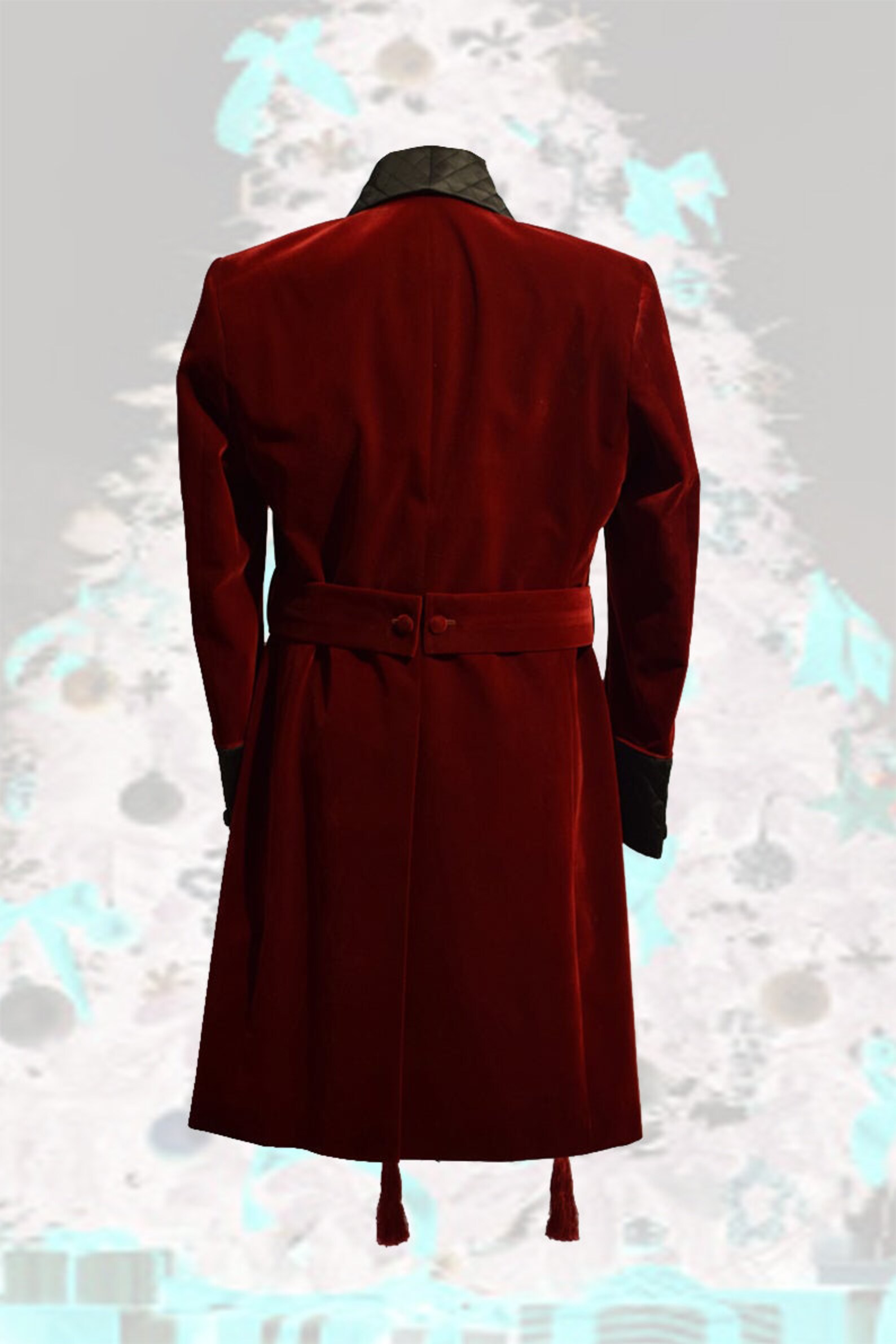 Mens Maroon Velvet Gown Smoking Jackets Vintage Style Gown Coat ...
