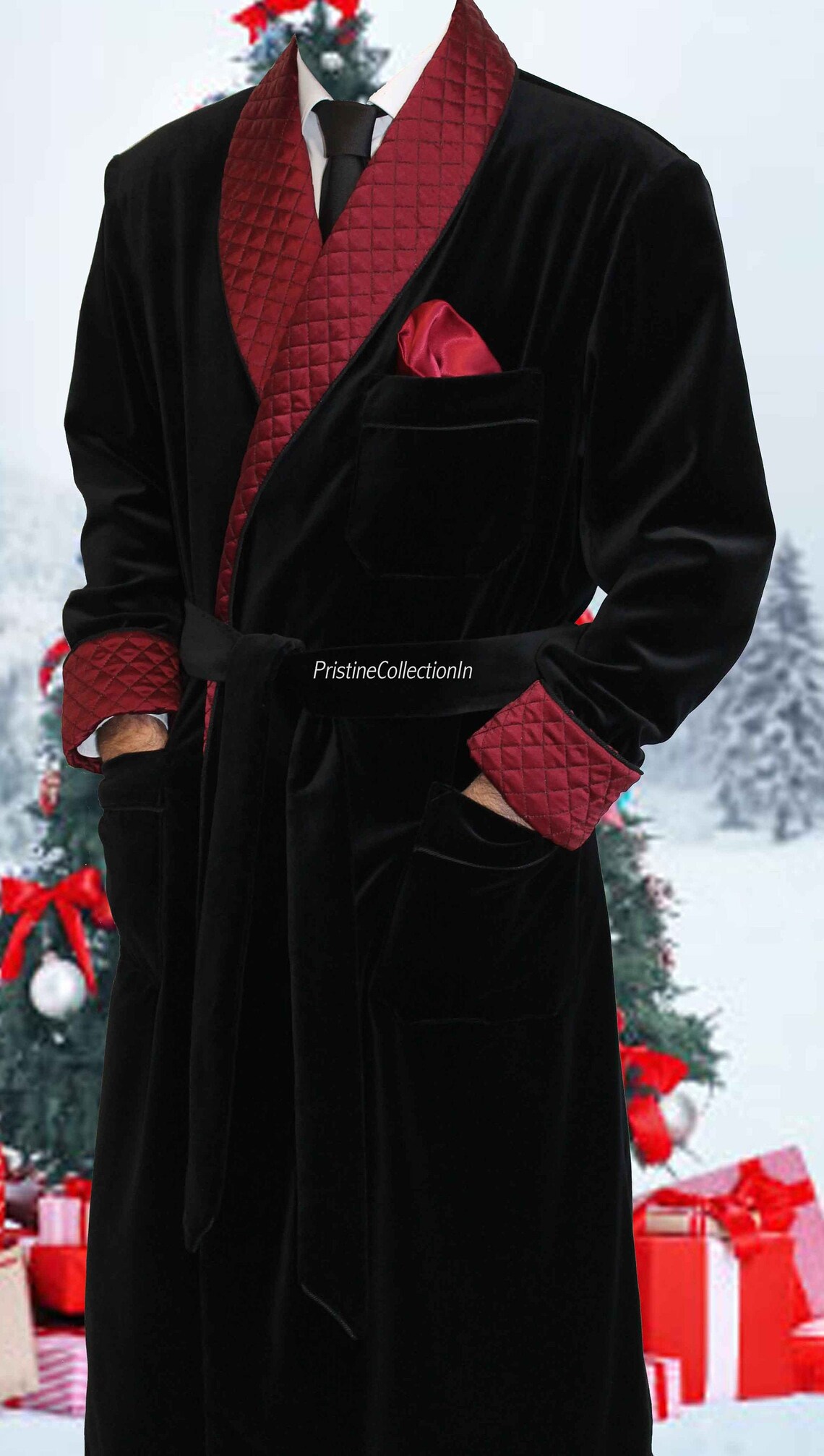 Mens Black Velvet Robe, Silk Smoking Jacket, Quilted Shawl Lapel - Etsy