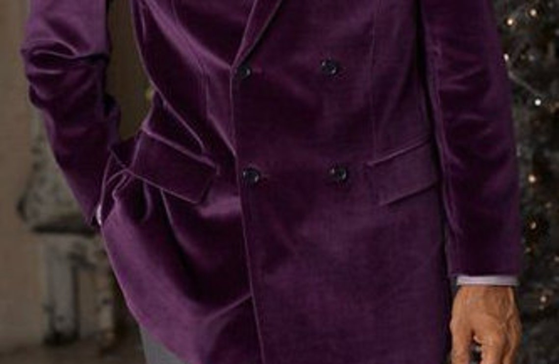 Men's Purple Double Breasted Jacket Coats Purple Velvet - Etsy