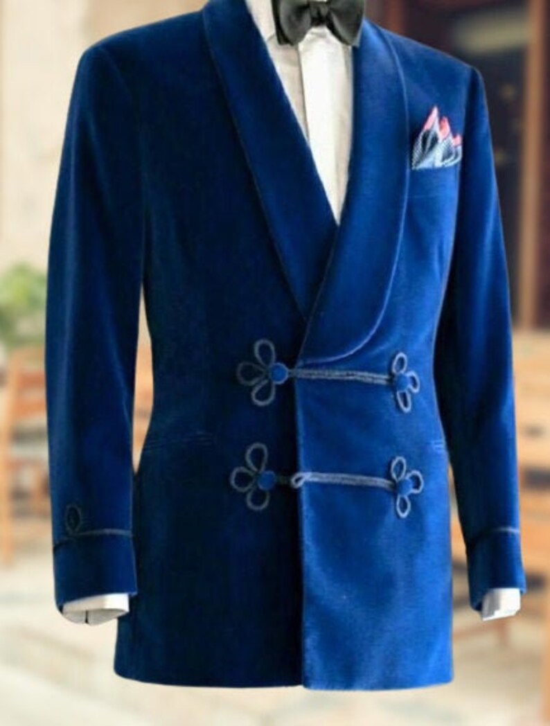 Men Royal Blue Smoking Jackets Velvet Robe Jackets Evening - Etsy