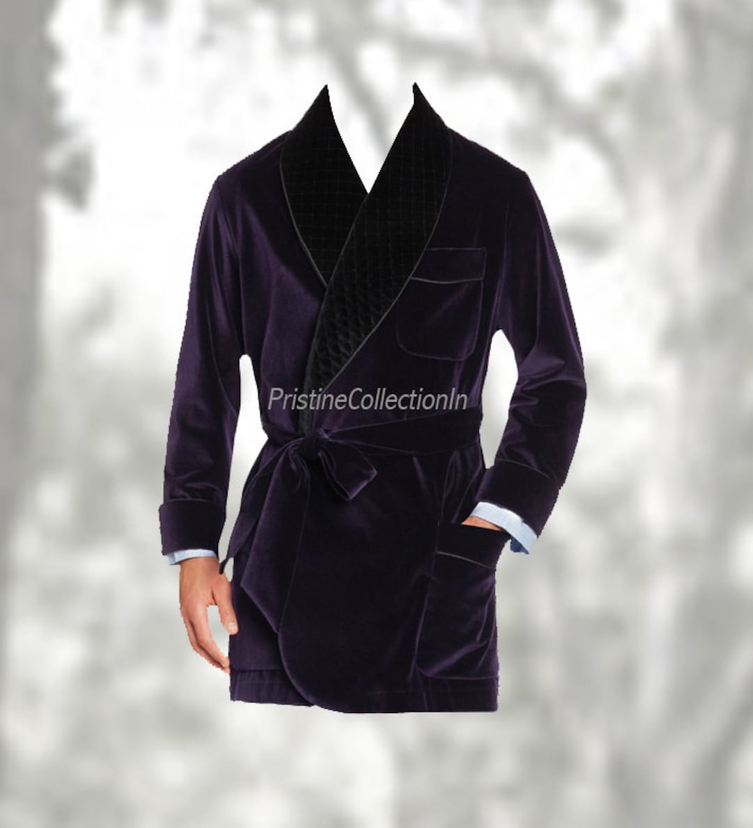Mens Purple Velvet Smoking Jackets Quilted Robes Smoking Jacket Velvet ...