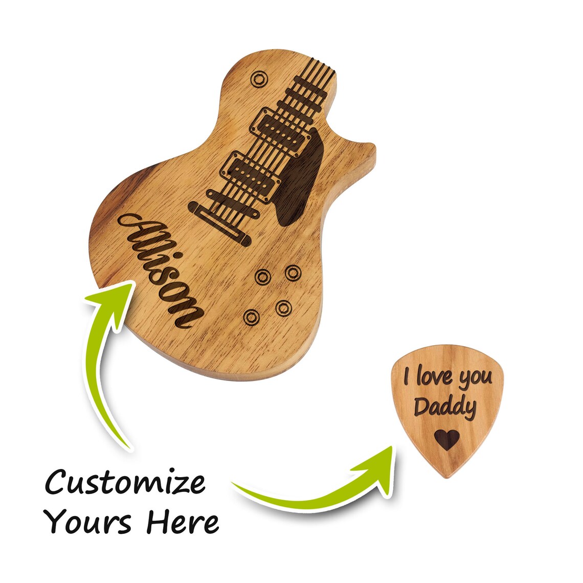Personalized Wooden Guitar Picks With Case Custom Guitar Pick - Etsy