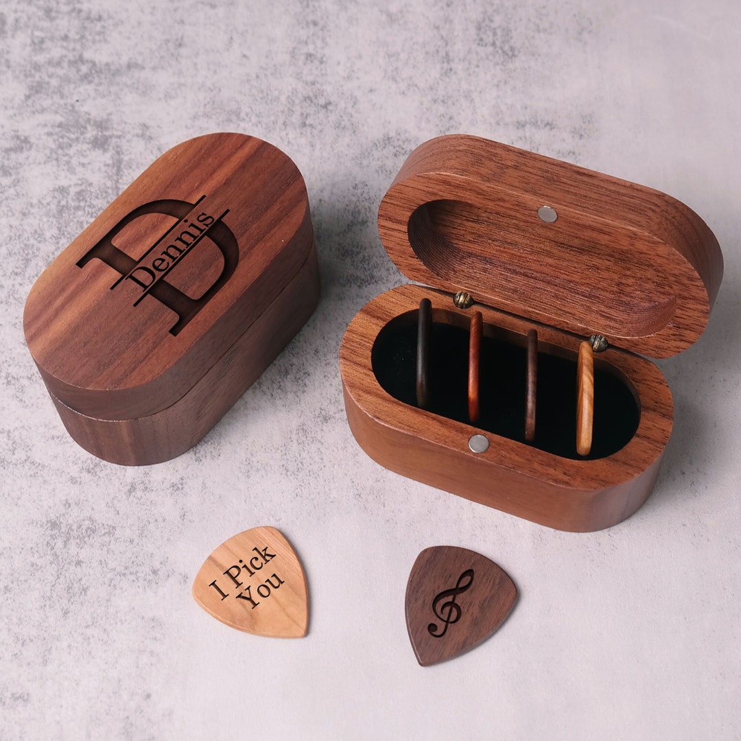 Personalized Wooden Guitar Pick Case, Custom Guitar Pick Holder, Guitar ...