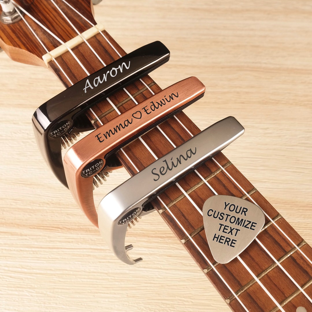 Personalized Metal Guitar Capo, Guitar Pick, Custom Message, Valentines ...