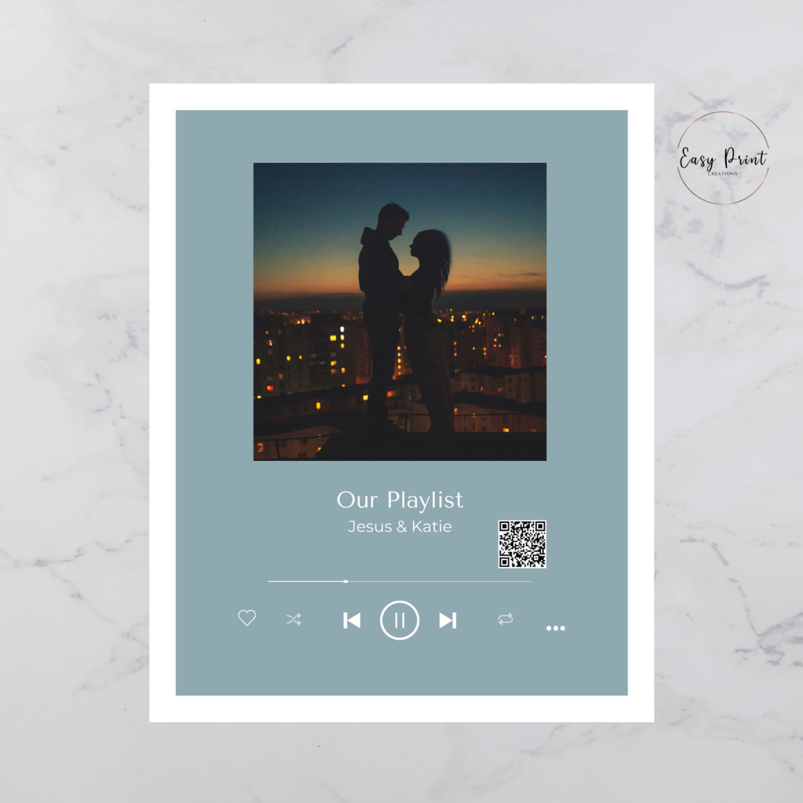Personalized "music Frame Art" W/ Real Scannable QR Code-our Song ...