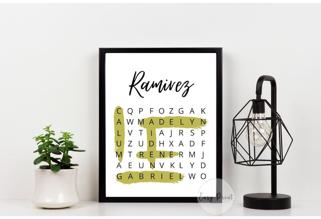 Family Word Search-crossword Puzzle-family Name Sign-unique Family Sign ...