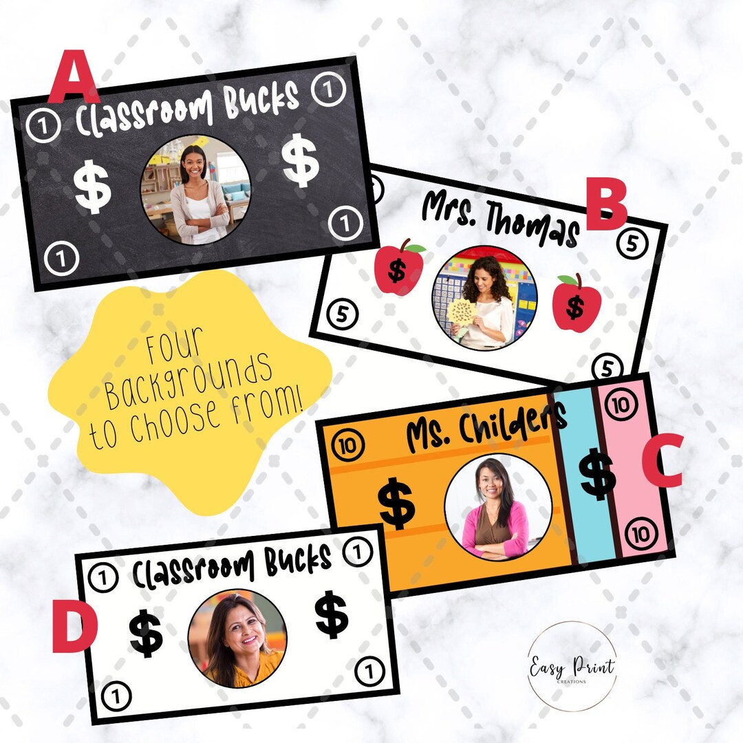 Custom Classroom Bucks, Personalized Printable Reward Money (digital ...