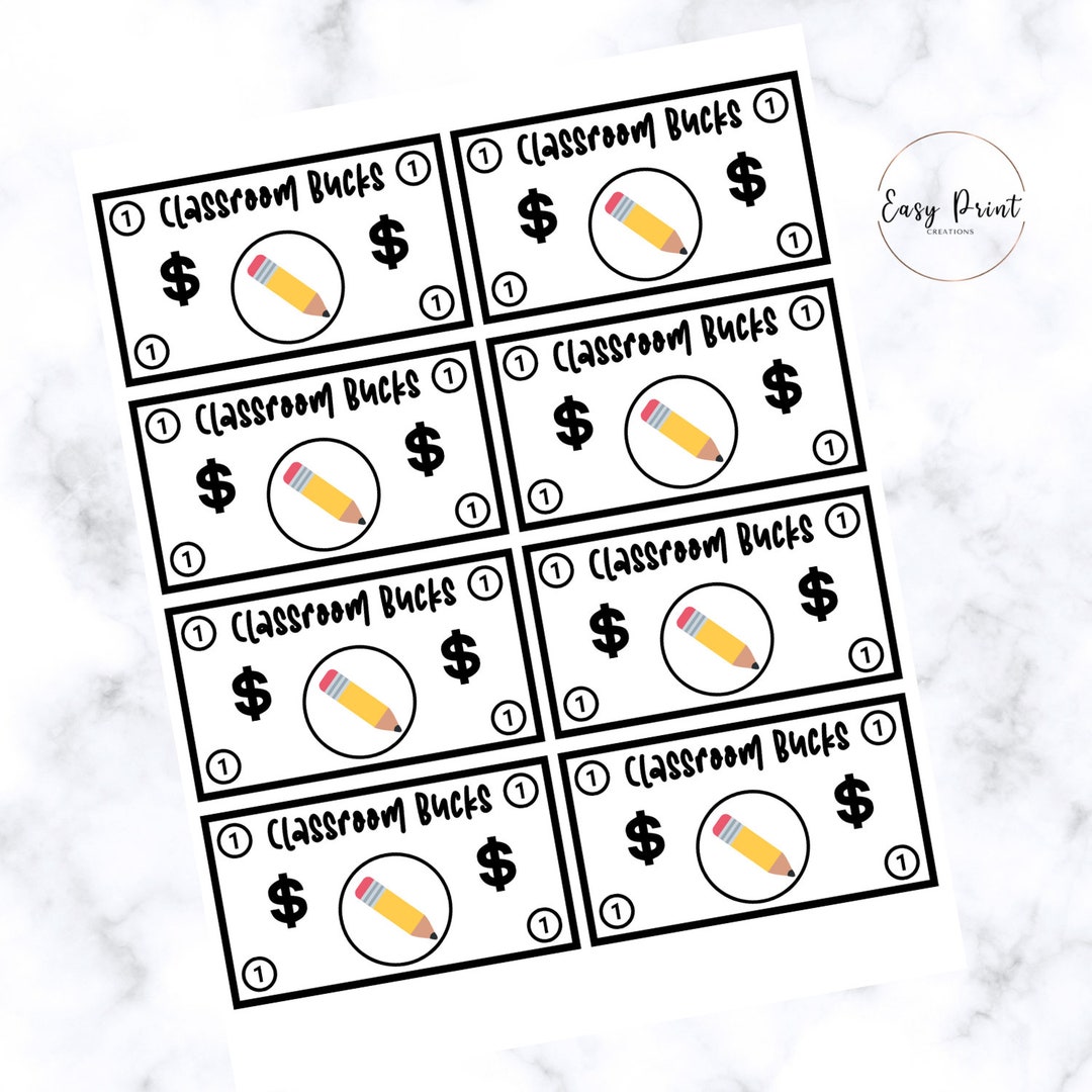Class Bucks Reward Money-printable Classroom Reward Money for Good ...