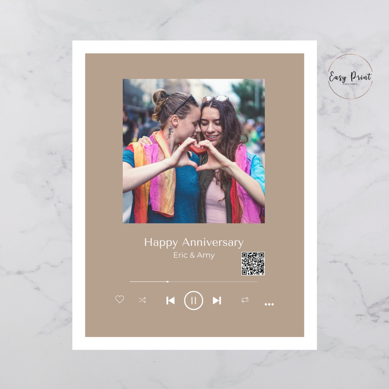 Personalized "music Frame Art" W/ Real Scannable QR Code-our Song ...