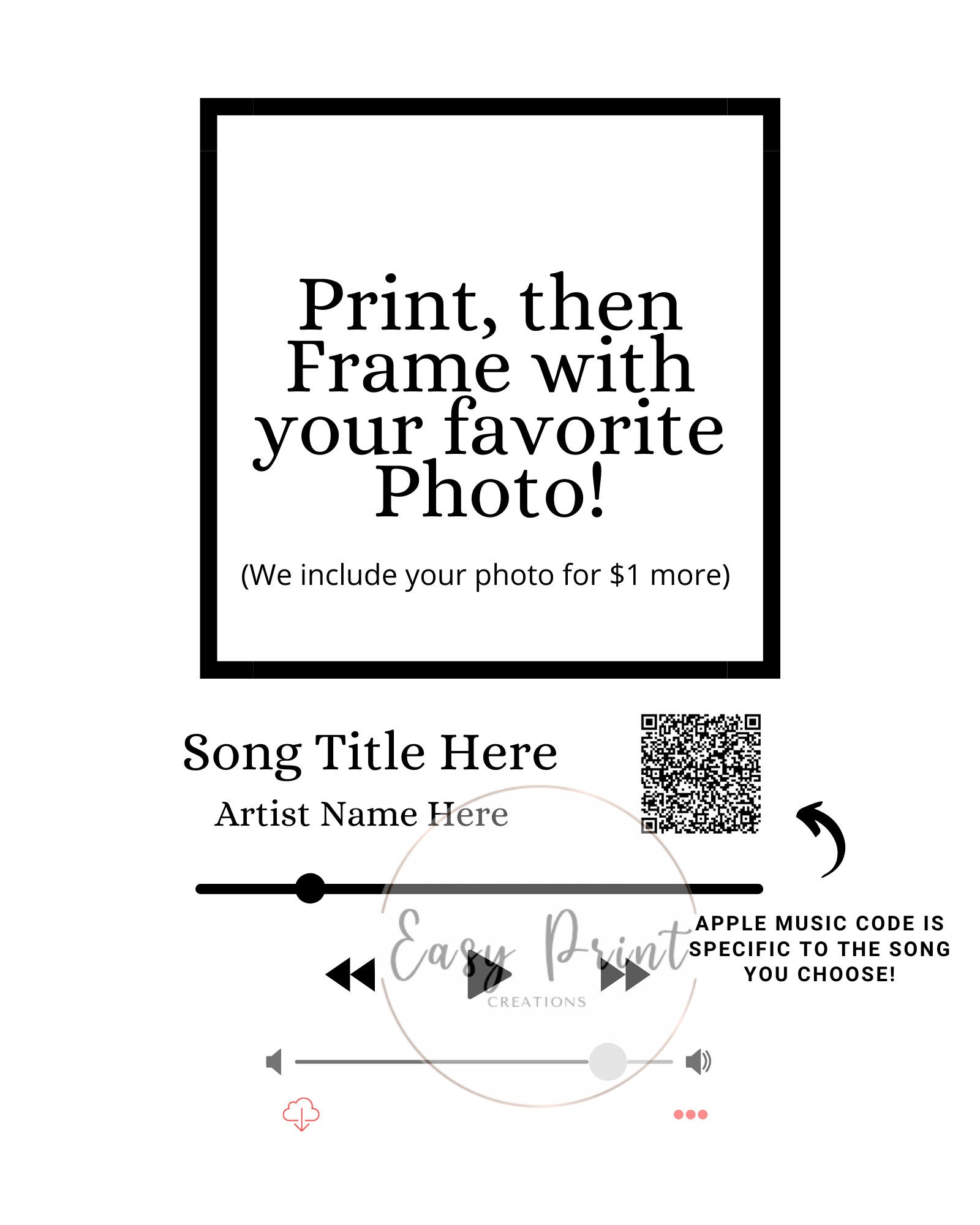 Our Song Printable W/ Scannable Code-digital Download-print - Etsy