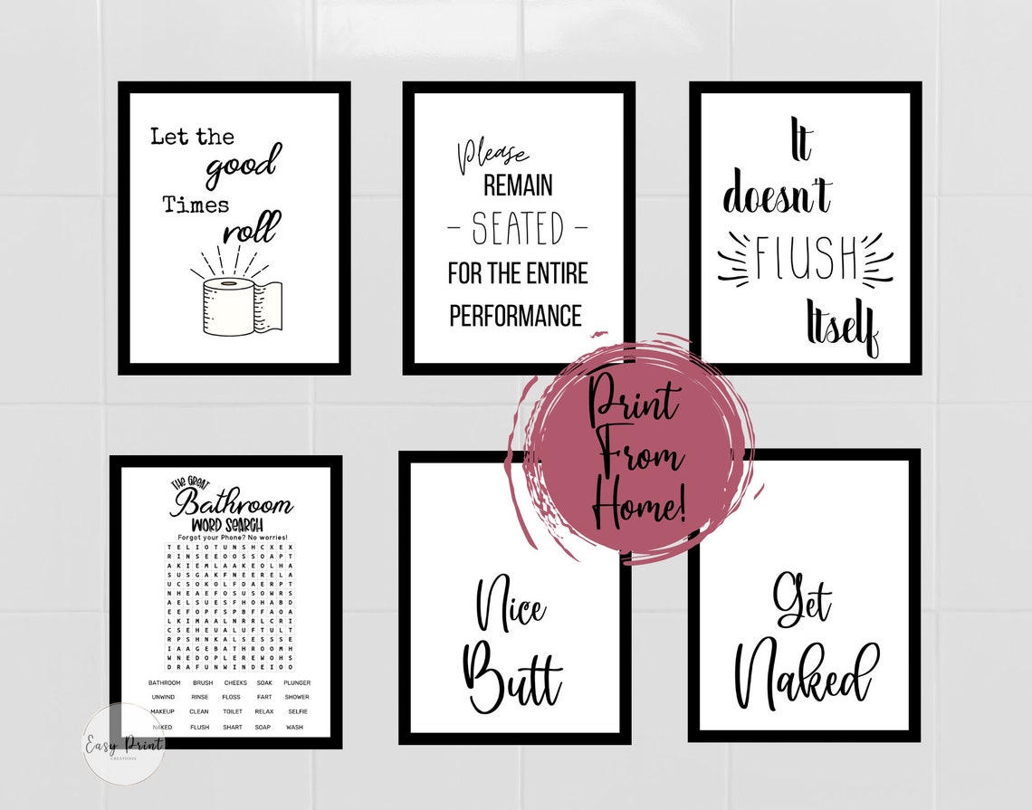 Bathroom Printable Bundle-funny Bathroom Signs-guest Bathroom - Etsy